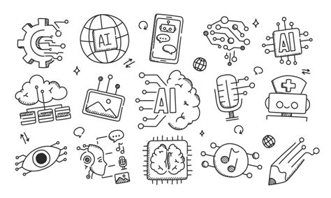 Generative Artificial Intelligence Doodle Icon Vector Image