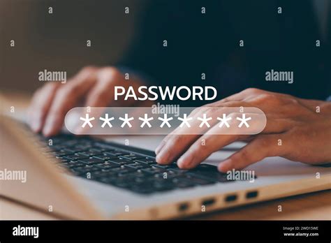 Typing Password On Laptop Cyber Security Data Protection Information Encryption And Safety