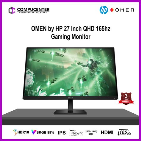 HP OMEN 27 Inch QHD 2560 X 1440 165Hz IPS AMD Freesync Gaming Monitor Lazada PH