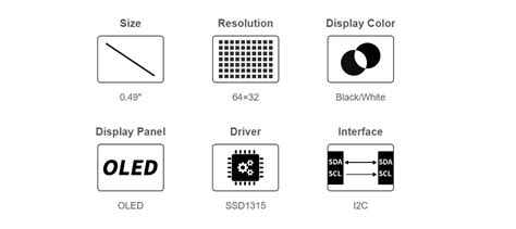 Buy 0 49inch OLED Display Module 6432 Resolution I2C Communication Black White Display
