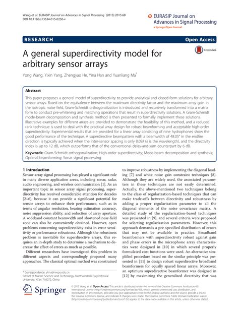 Pdf A General Superdirectivity Model For Arbitrary Sensor Arrays