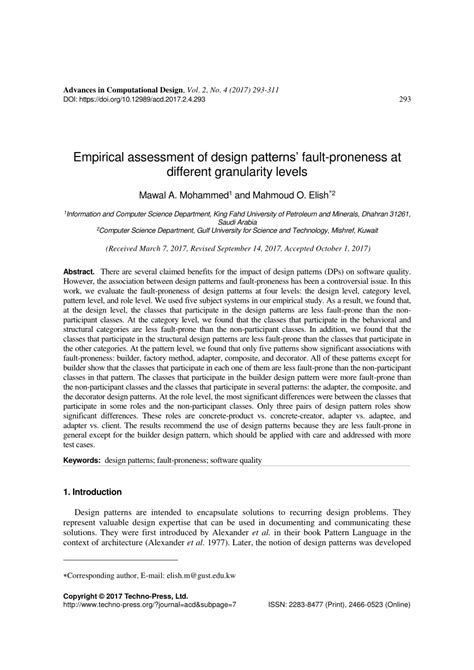 Pdf Empirical Assessment Of Design Patterns Fault Proneness At