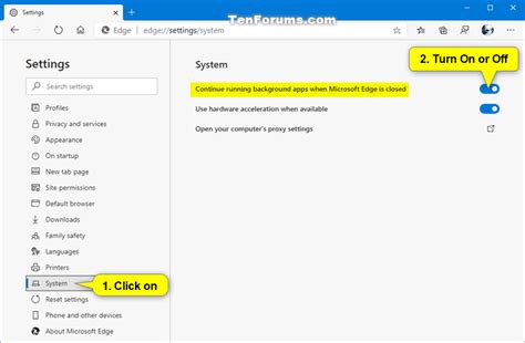 Disable Continue Running Background Apps When Microsoft Edge Is Closed Tutorials