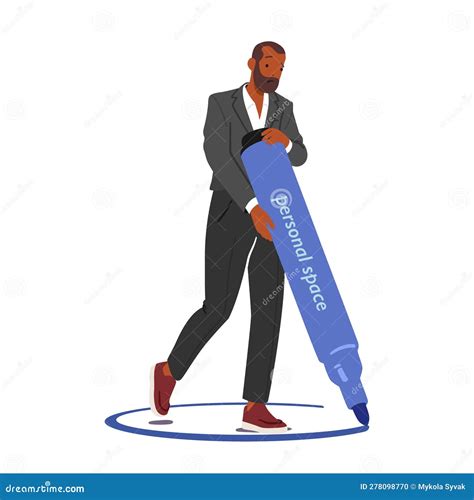 Man Drawing Circle Around Himself Creating A Personal Boundary Asserting Presence Delineating