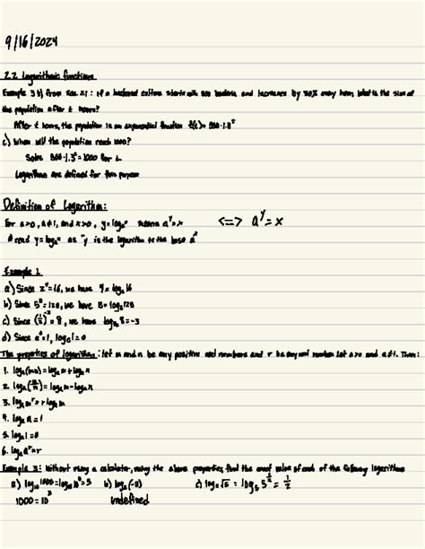 Week 3 Logarithmic Functions 916 2 2 Logarithmic Functions Example 3 B From Sec 2 1