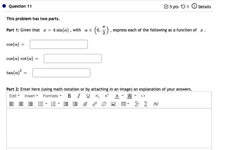 Solved Question Pts Details This Problem Has Two Chegg Com