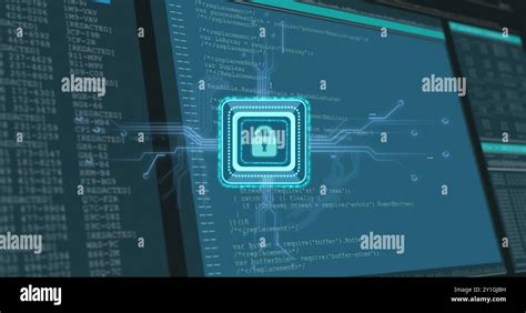 Image Of Padlock Icon And Digital Data Processing Over Computer Screens