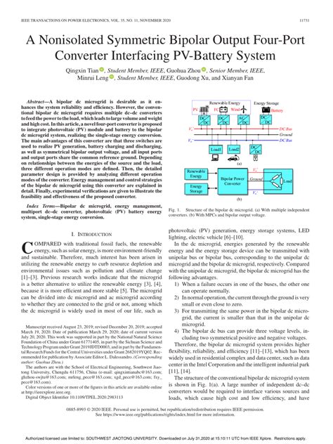 Pdf A Nonisolated Symmetric Bipolar Output Four Port Converter