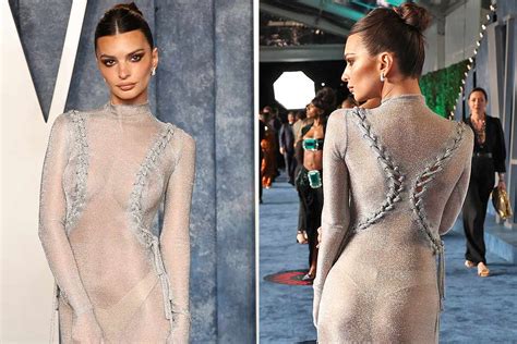 Emily Ratajkowski Wears Sheer Silver Dress At Oscars Afterparty