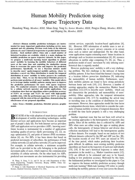 Wang Et Al 2020 Human Mobility Prediction Using Sparse Trajectory
