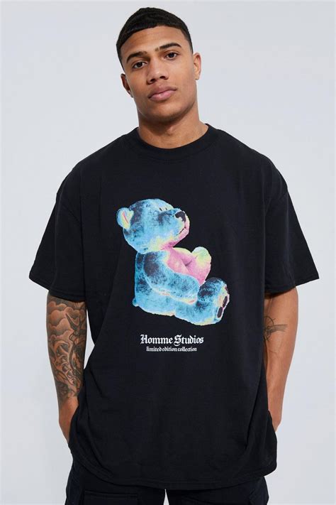 Oversized Heat Teddy Graphic T Shirt Boohoo Uk