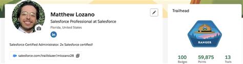 Matthew Lozano On Linkedin Salesforce Trailhead Ranger Salesforceohana 14 Comments