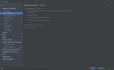 Pycharm新版本采用新的ui界面，要恢复pycharm旧版本的界面，可以点击file—＞settings，点击new Ui，取消勾选
