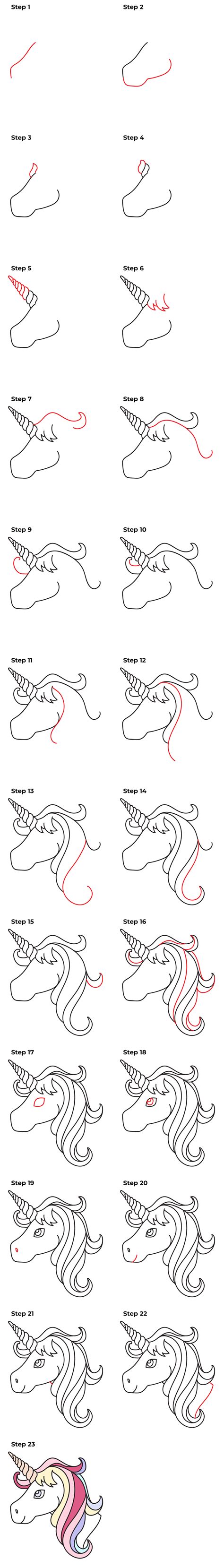 How To Draw A Unicorn Head Step By Step