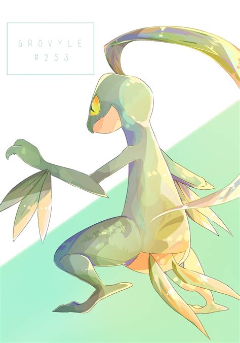 Wafu Pkmn Grovyle Nintendo Pokemon Commentary Request Highres Character Name Closed Mouth