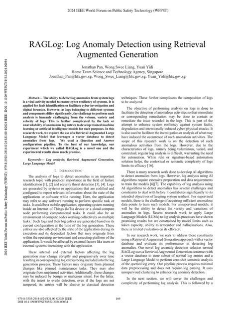 Raglog Log Anomaly Detection Using Retrieval Augmented Generation Pdf Computers