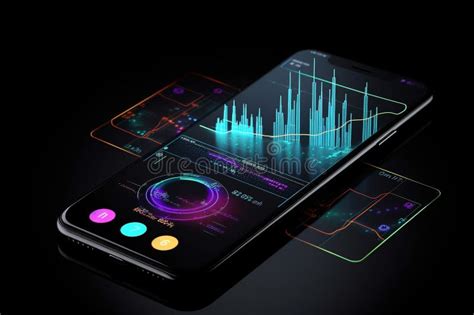 Conceptual Illustration Of A Smartphone Displaying Analytical Data With Colorful Growth Charts