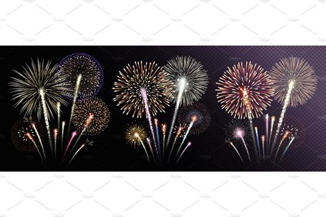Realistic Fireworks Isolated Masterbundles