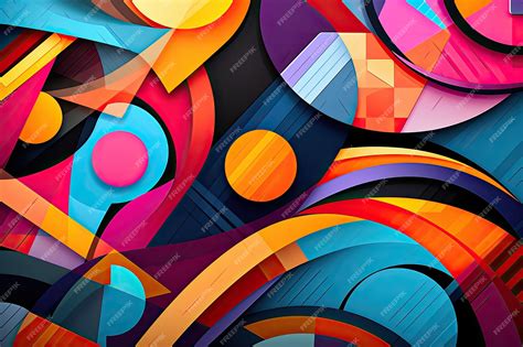 Premium Photo Abstract Geometric Pattern With Various Shapes And Vibrant Colors