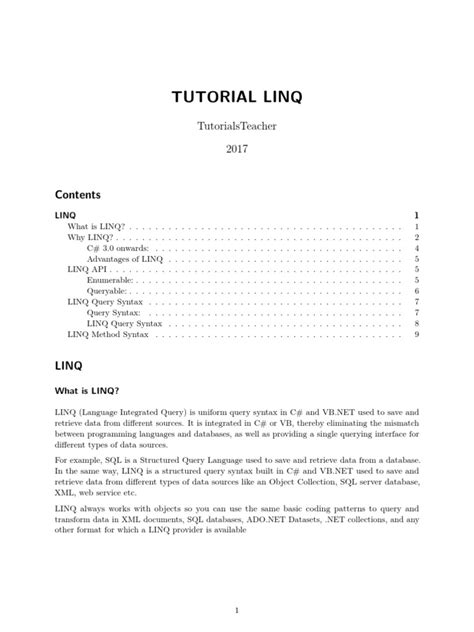 Linq Pdf Language Integrated Query C Sharp Programming Language