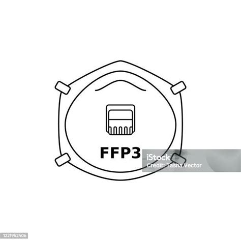 Ffp3 호흡보호구 얼굴 마스크 라인 아이콘입니다 코로나 바이러스 또는 석면 보호 보호 마스크에 대한 스톡 벡터 아트 및 기타