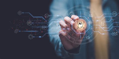 개념 연결 혁신 개발 및 인공물을 보여주는 사업가 인공 지능 Ai 아이디어 및 혁신 비즈니스 문제를 해결하기위한 새로운 솔루션