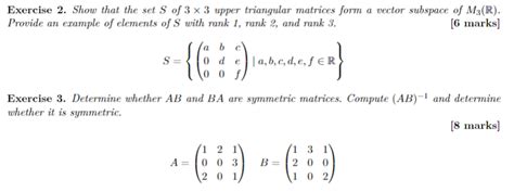 Solved Exercise Show That The Set S Of Upper Chegg