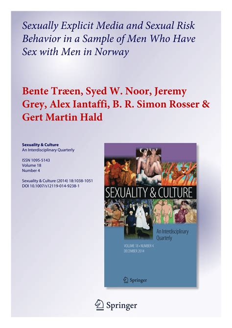PDF Sexually Explicit Media And Sexual Risk Behavior In A Sample Of Men Who Have Sex With Men