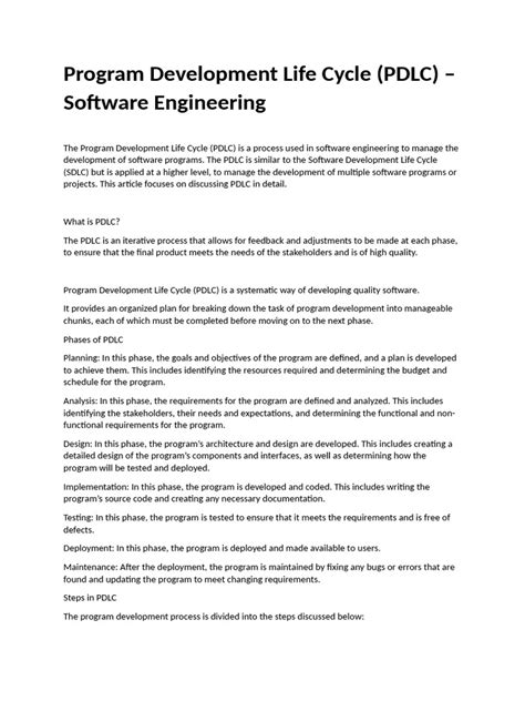 Program Development Life Cycle Pdf Computer Program Programming
