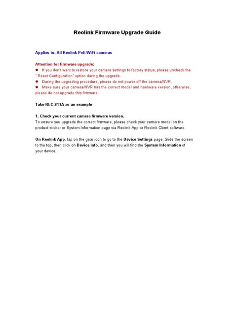 Reolink Firmware Upgrade Guide Cameras Pdf