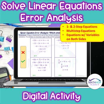 Solve Linear Equation Error Analysis Google Classroom Activity TpT