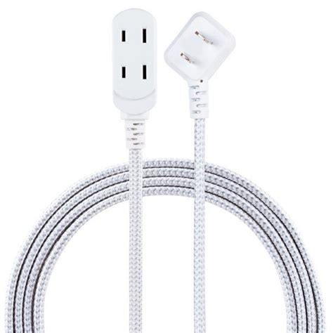 Cordinate Designer Extension Cord 3 Outlet Gray 8 Ft Braided Cord