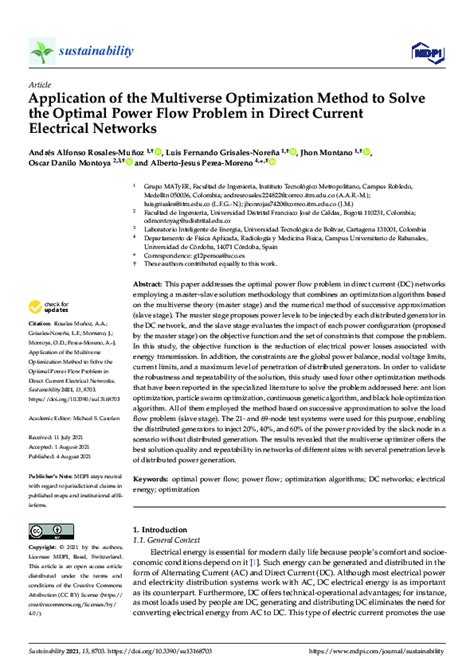 Pdf Application Of The Multiverse Optimization Method To Solve The