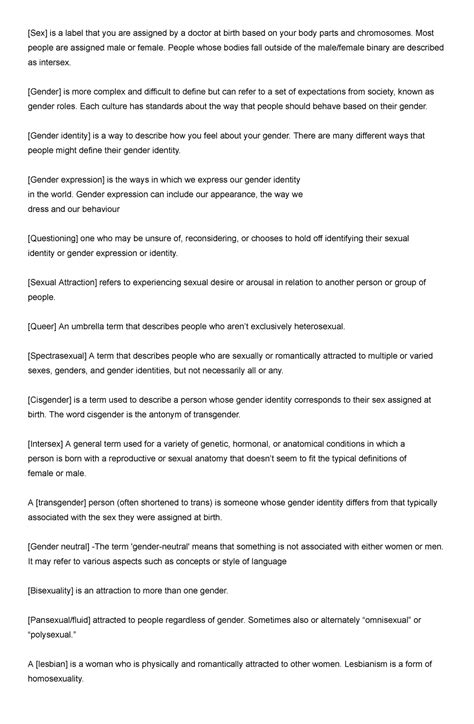 Gender Lectures Sex Is A Label That You Are Assigned By A Doctor At Birth Based On Your