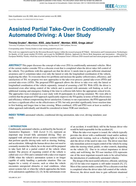 Pdf Assisted Partial Take Over In Conditionally Automated Driving A
