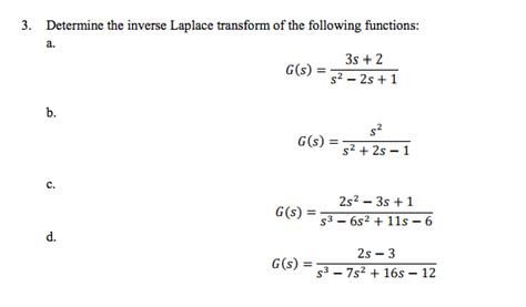 Solved Determine The Inverse Laplace Transform Of The