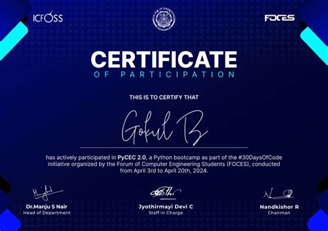 Gokul B On Linkedin 30daysofcode Pycec Pythonbootcamp