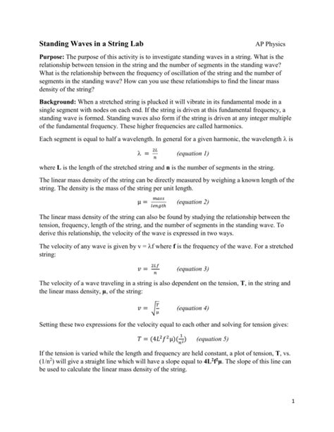 Standing Waves In A String Lab AP Physics