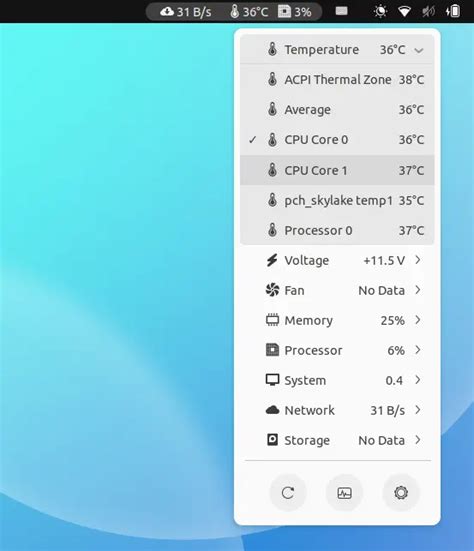 Vitals Display Cpu Temperature Fan Speed Memory Usage In Ubuntu Panel Ubuntuhandbook