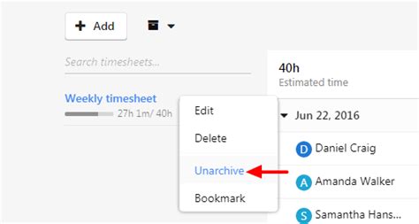 archive unarchive timesheet proofhub help and support