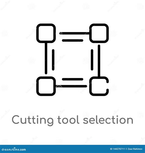 Outline Cutting Tool Selection Vector Icon Isolated Black Simple Line