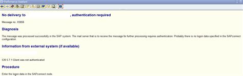 1950670 error xs856 no delivery to and1 authentication required occurs while sending mails
