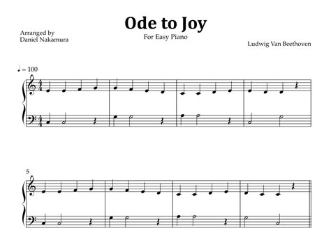 Ode To Joy Easy Piano Arr Daniel Nakamura By Ludwig Van Beethoven
