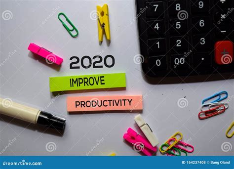 2020 Improve Productivity Text On Sticky Notes Isolated On Office Desk