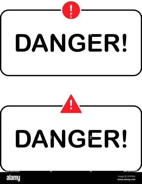 Danger Notification Warning Message Icon Set Frame With Red Caution Sign Isolated Vector Stock