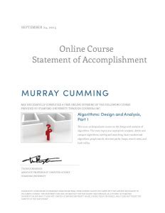 Coursera Stanford Course Algorithms Design And Analysis Part 1