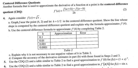 Solved Centered Difference Quotients Another Formula That Is