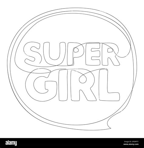 One Continuous Line Of Speech Bubble With Super Girl Text Thin Line Illustration Vector Concept