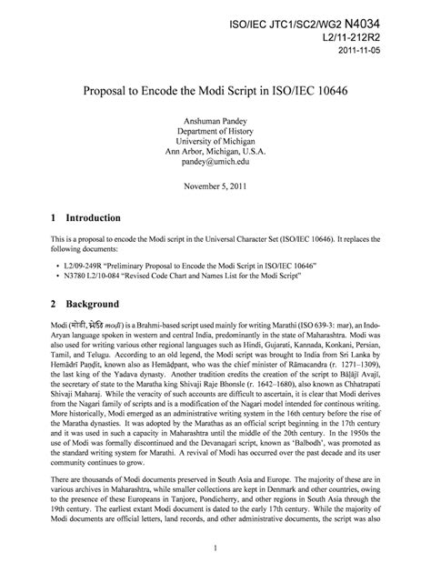 fillable online unicode n4034 proposal to encode the modi script in