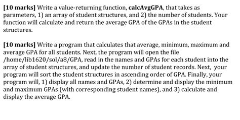 Solved 10 Marks Write A Value Returning Function